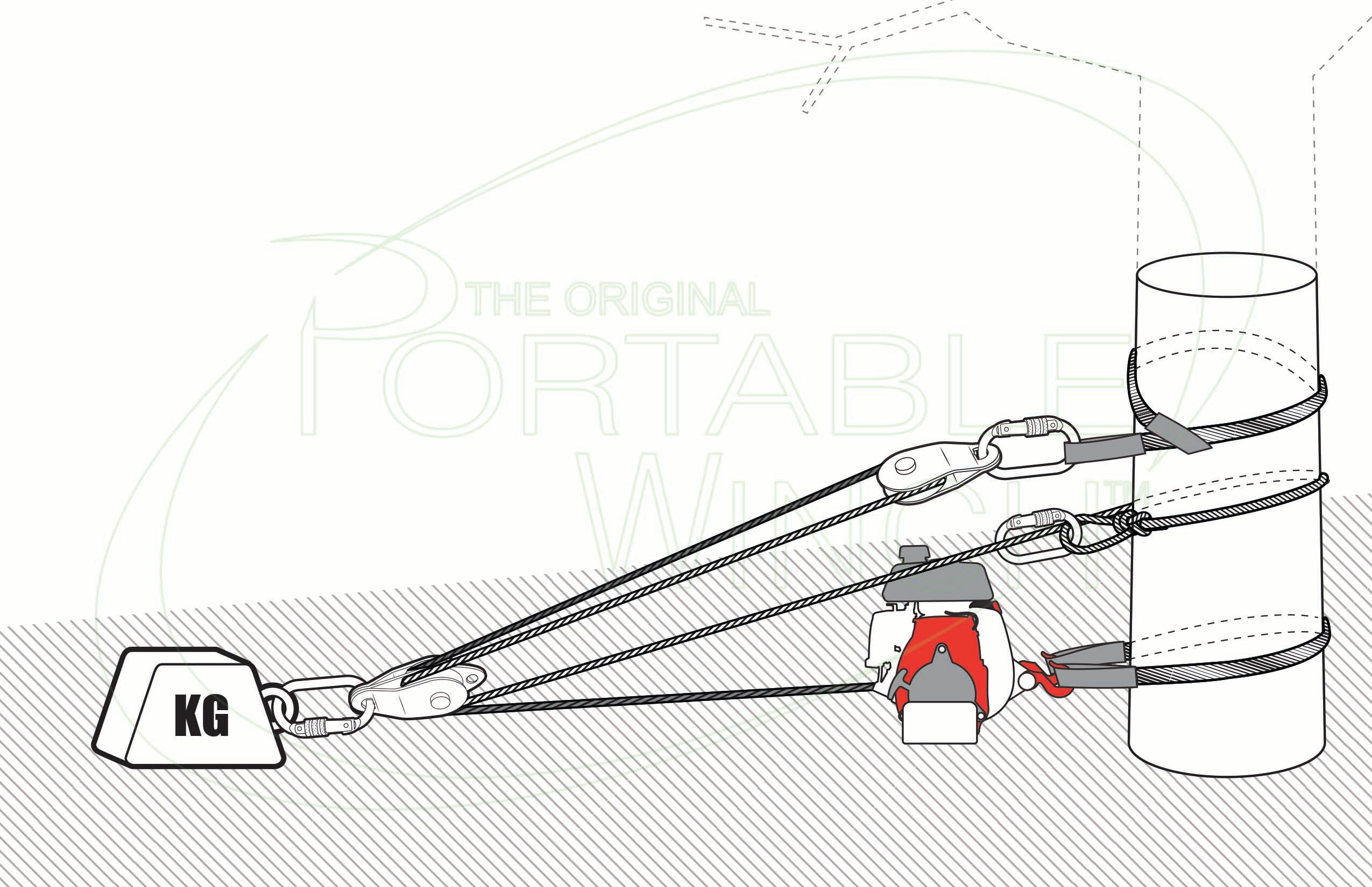Mechanical Advantage Diagram - Pulling x4 – Portable Winch Industriel CAD